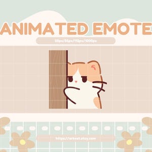 Animated Emote Cute Cat - Orange White Cat Hiding in the Wall Emote ...