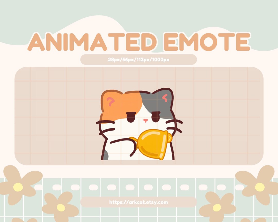Bell Emote – Cute Calico Cat Ringing Bell for Attention Animated Emote ...