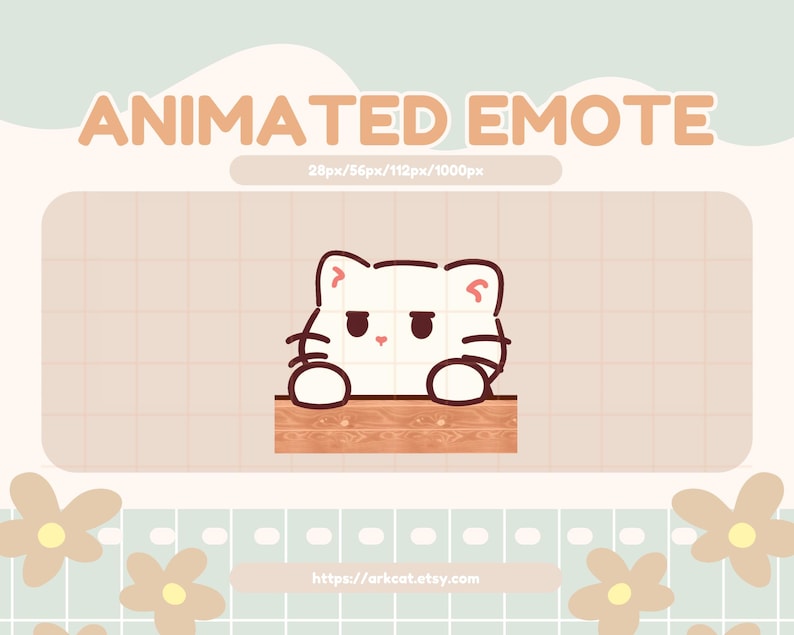 Peeping White Cat Emote – Cute White Cat Peeking Over a Table for ...