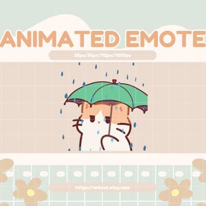 Animated Cat Emote: Walking in Rain With Umbrella (digital Download) - Etsy