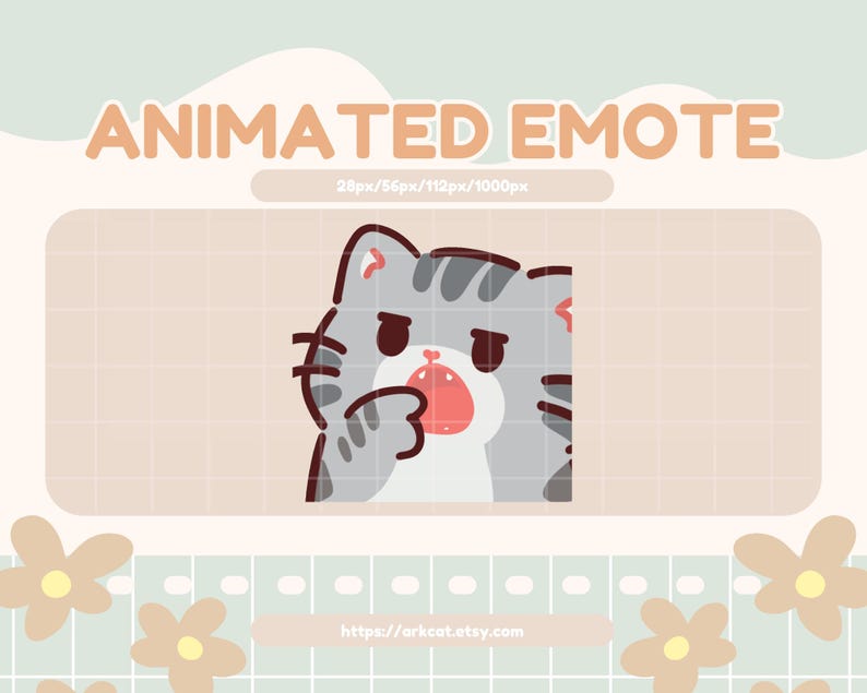 Feed Me Emote – Animated Gray Cat Pointing to Mouth | Twitch Discord ...