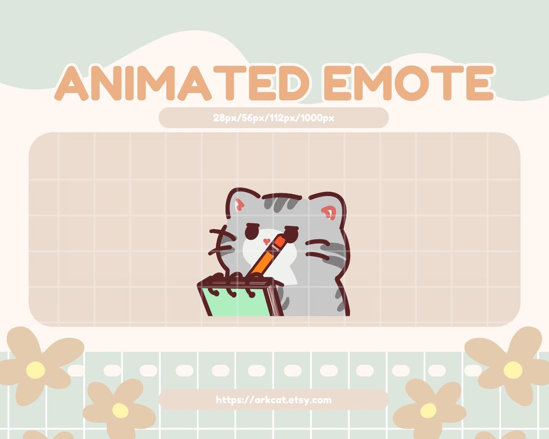 Taking Notes Emote – Gray Cat Writing Intensely Animated Emote for ...