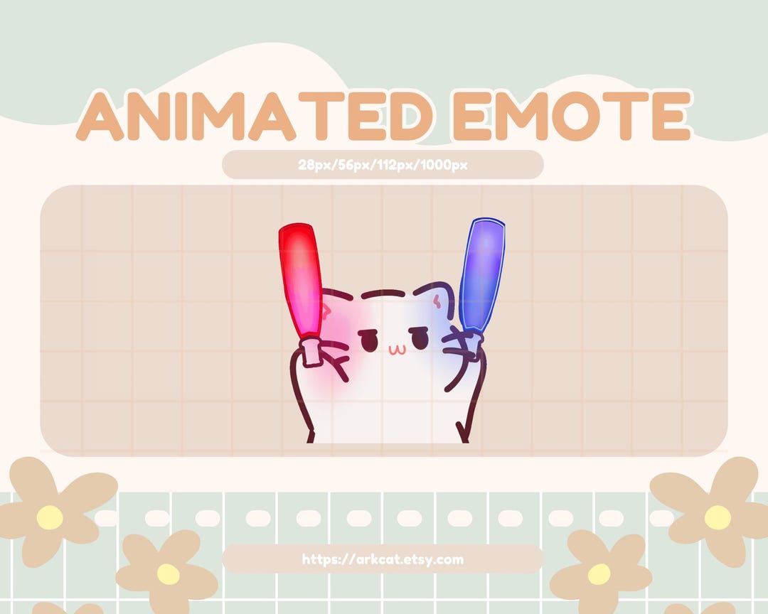 White Cat Cheering Animated Emote: Twitch, Discord, Youtube (digital ...