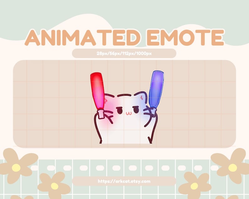 White Cat Cheering Animated Emote: Twitch, Discord, Youtube (digital ...