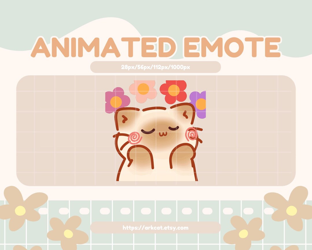 Animated Flame Point Siamese Emote: Blooming Flowers, Good Vibes (GIF ...