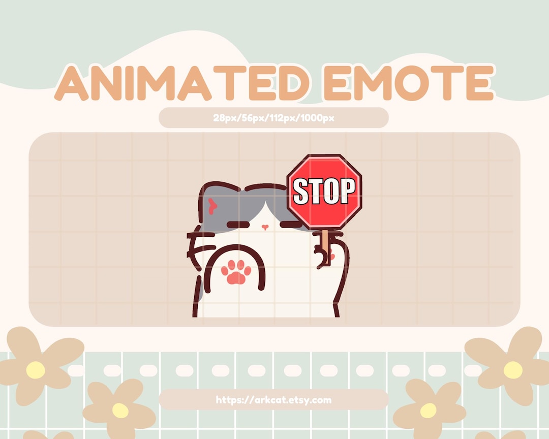 Animated Stop Sign Cat Emote: Gray & White Cat Twitch/discord Stream ...