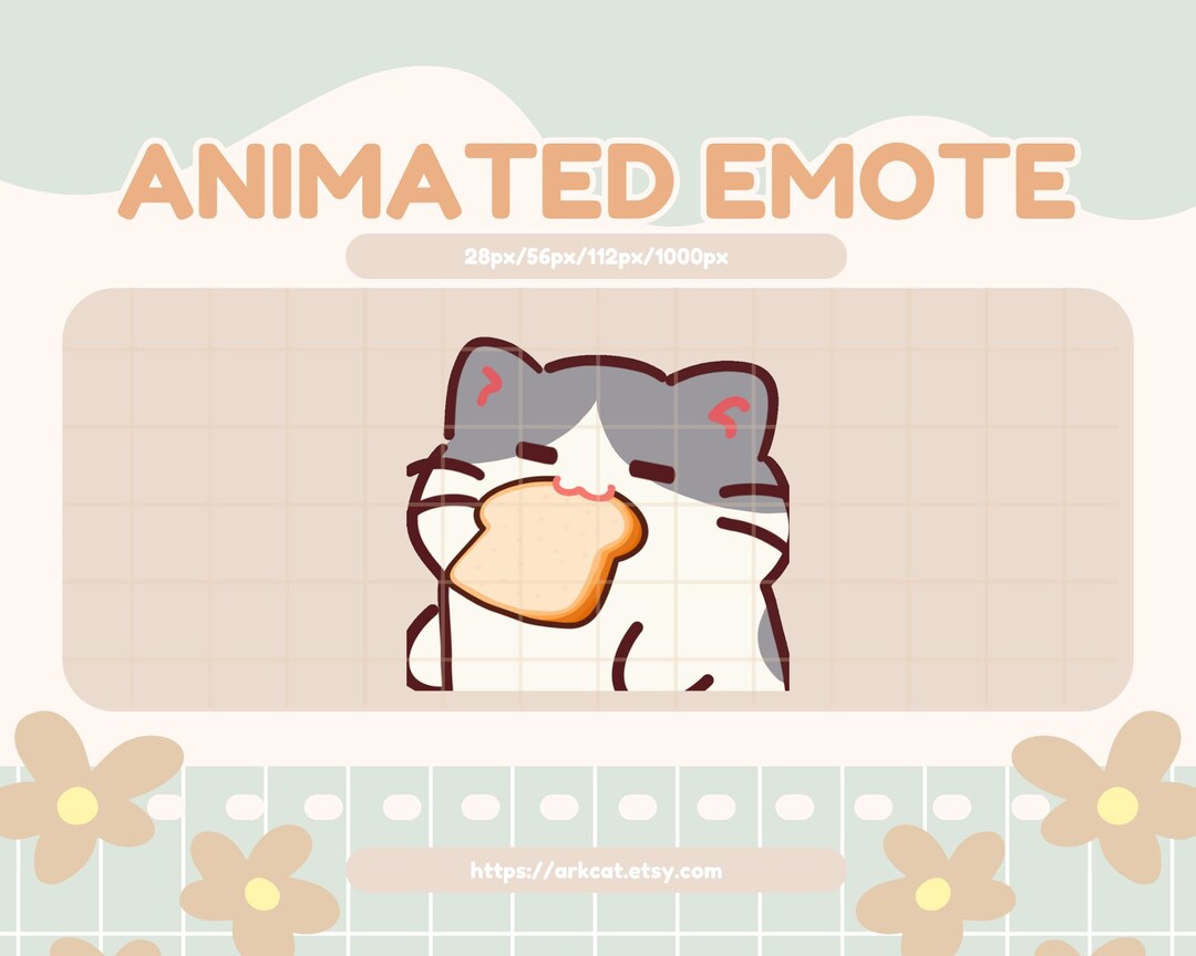Animated Bread Cat Emote: Nodding Gray White Kitty (GIF Digital ...