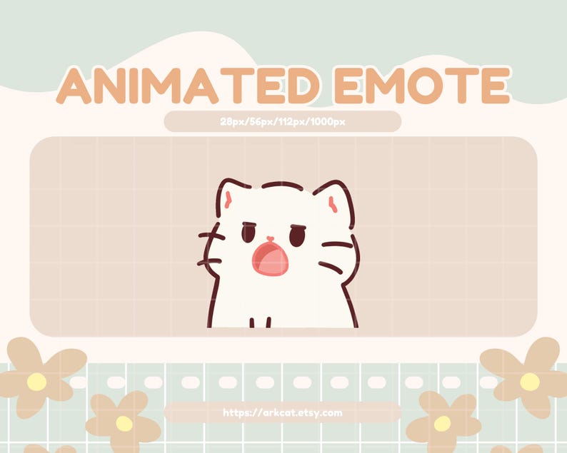 Shocked White Cat Animated Emote: Twitch, Discord, Youtube (digital ...