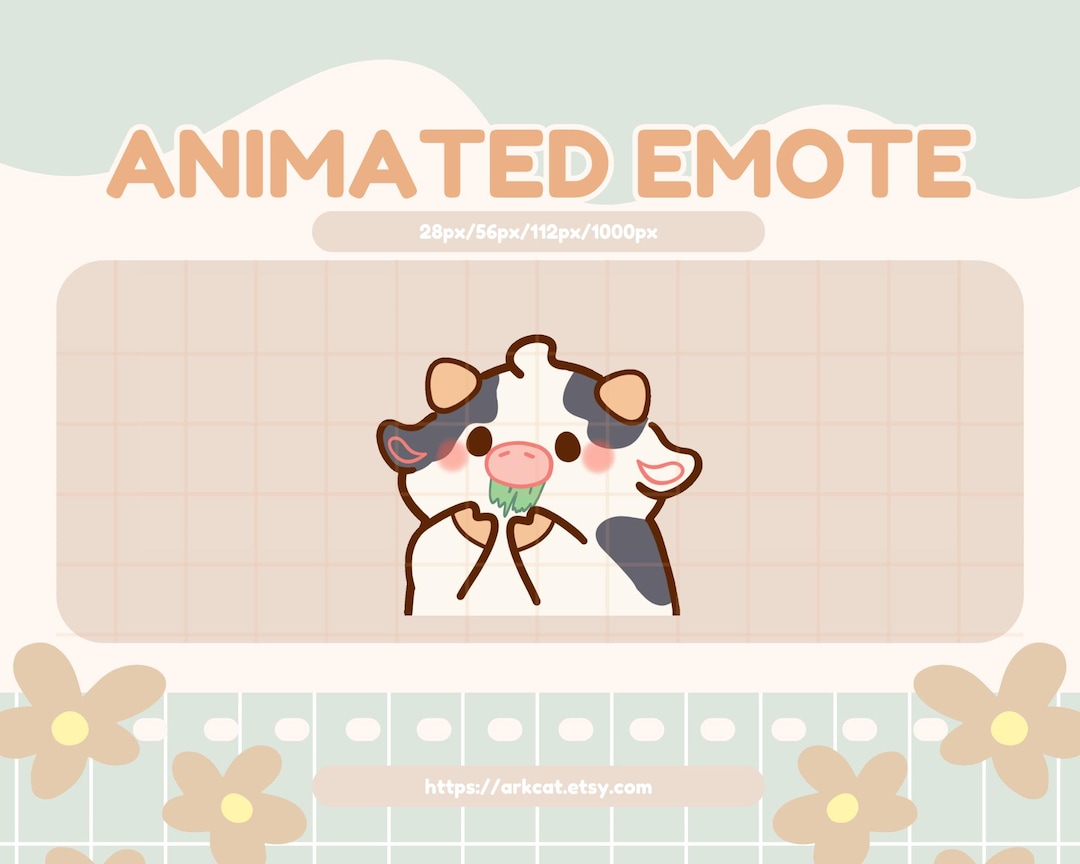 Animated Cow Eating Grass Emote – Cute Cow Animation for Twitch ...