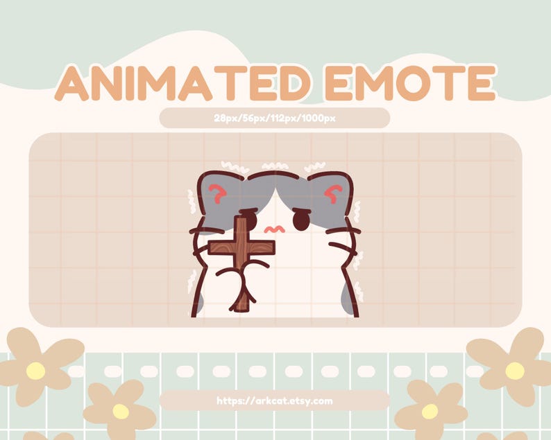 Scared Cat Crucifix Animated Emote: Twitch, Discord, Youtube GIF - Etsy