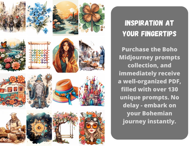 130 Boho Clipart Midjourney Prompts, AI Art Adventure: Midjourney ...