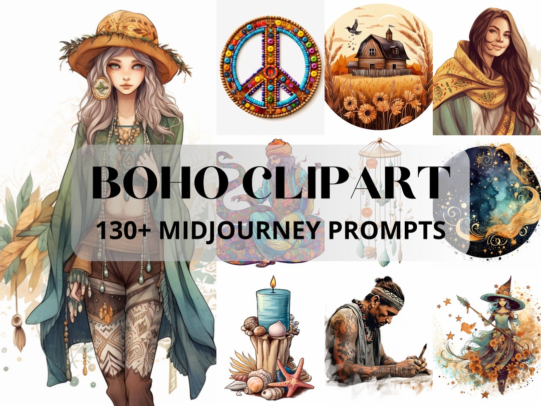 130+ Boho Clipart Midjourney Prompts, AI Art Adventure: Midjourney ...