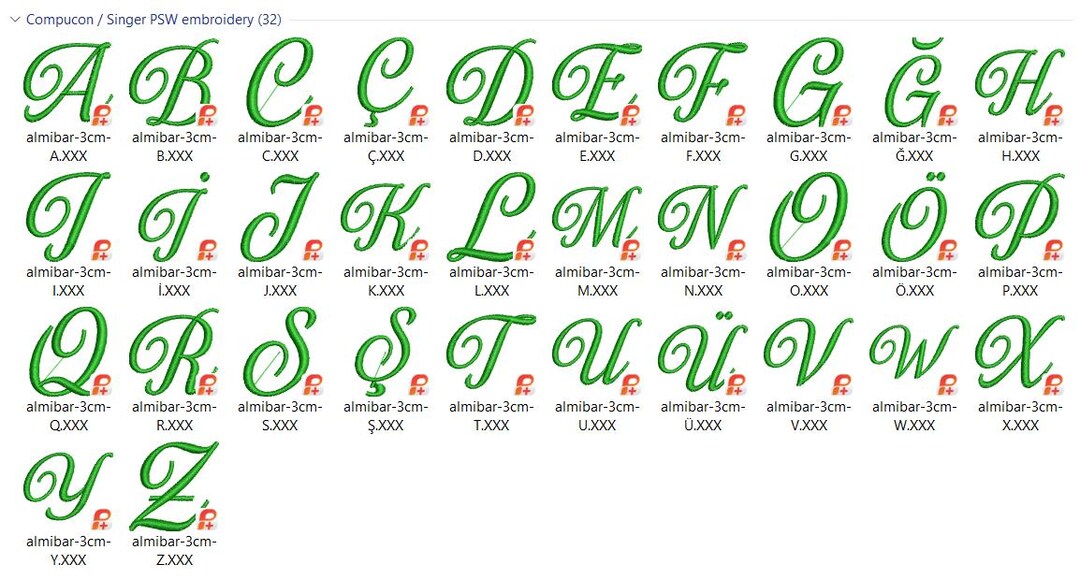 Almibar Font Embroidery Design All Letters 3cm and 6cm - Etsy