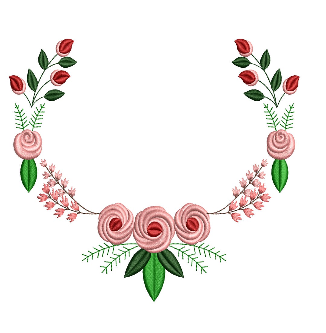 Rococo Floral Wreath Embroidery Design for Elegant Table Decor and ...