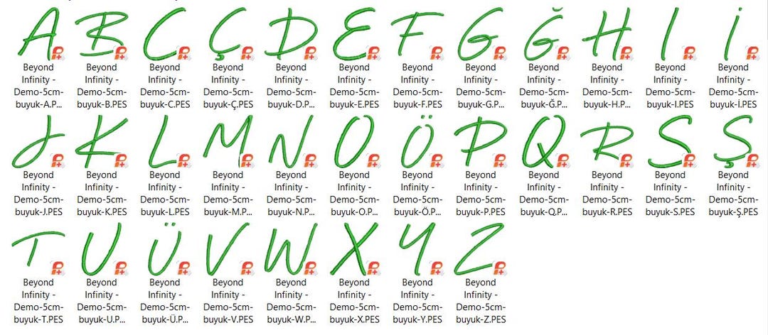 Beyond Infinity Font Embroidery Design All Letters 5 Cm - Etsy