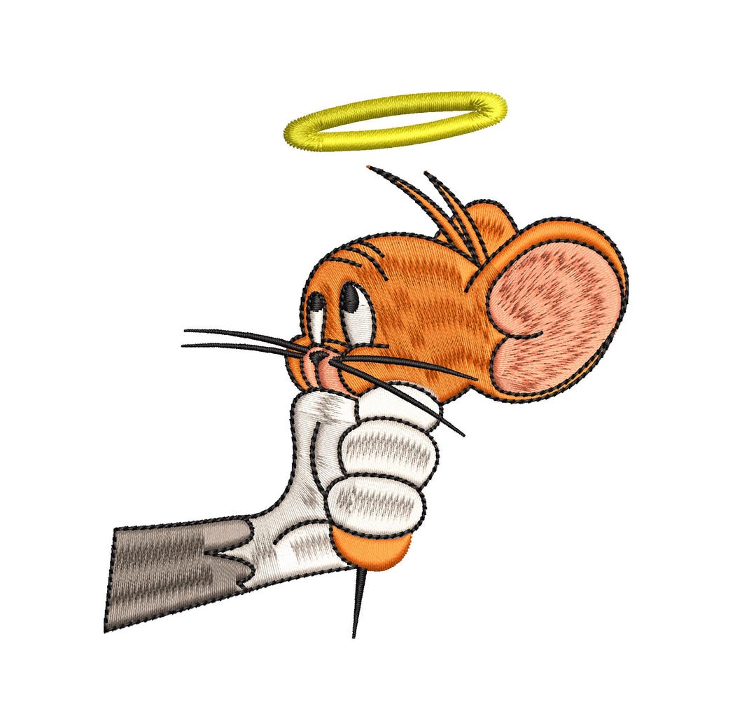 Tom and Jerry Cute Jerry Angel Themed Embroidery Design - Etsy