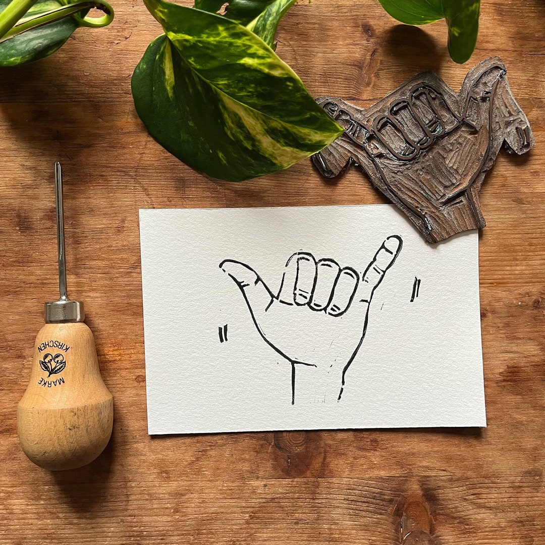 Original Linocut Print Linocut Print "stay Salty // Hang Loose" - Etsy