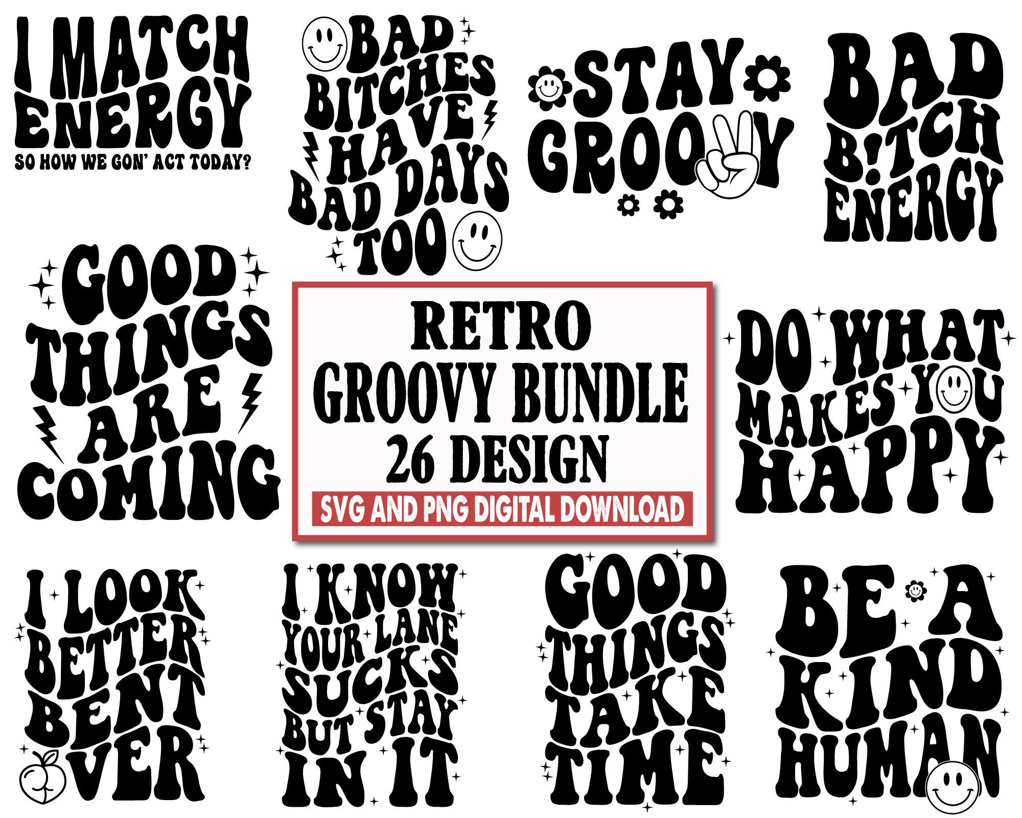 Groovy Svg, Bundle, Boho Svg, Hippie Svg, Aesthetic Svg, Inspirational ...
