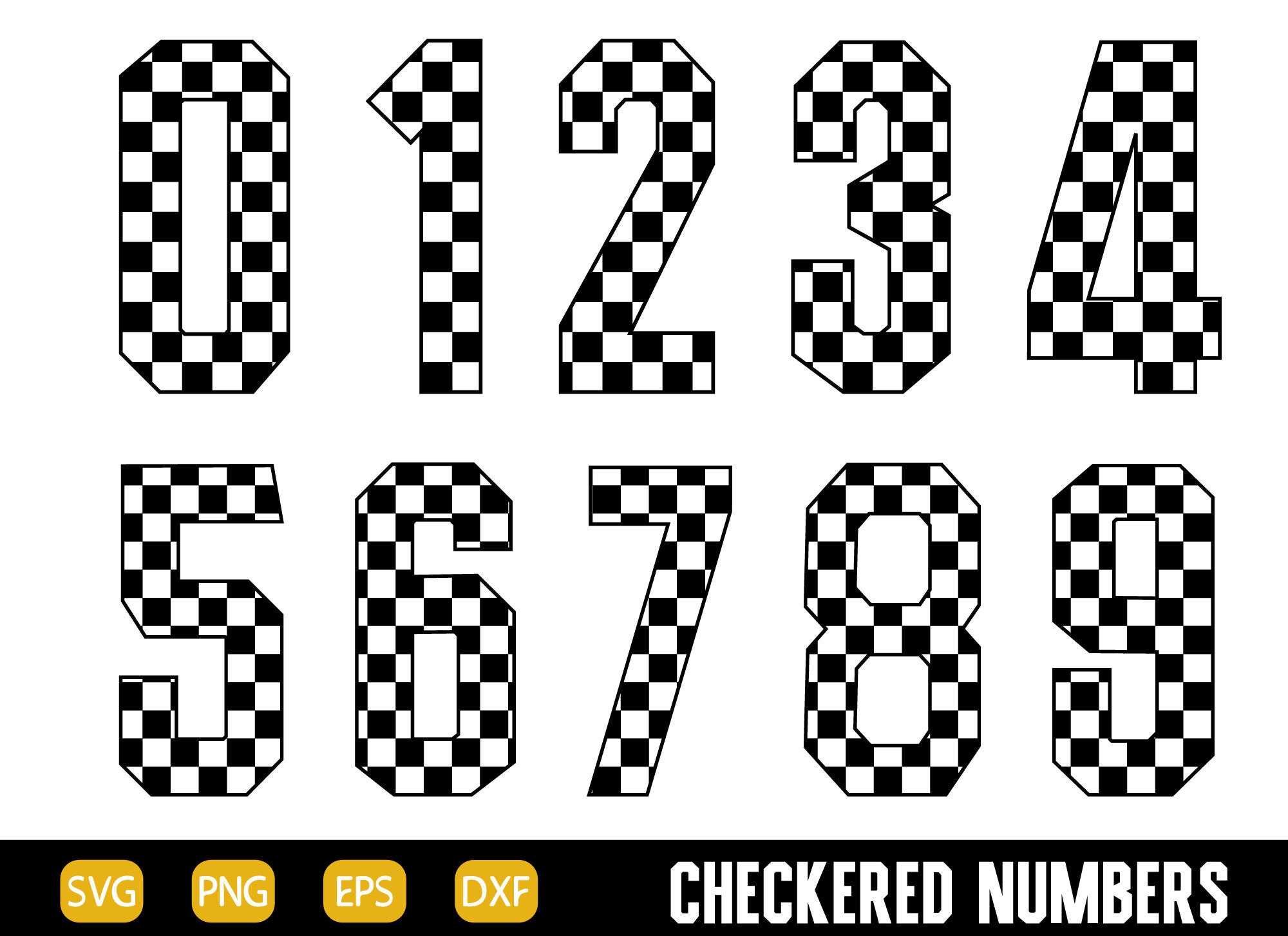 Checkered Alphabet Svg, Number Cut File for Cricut, Race Letters ...