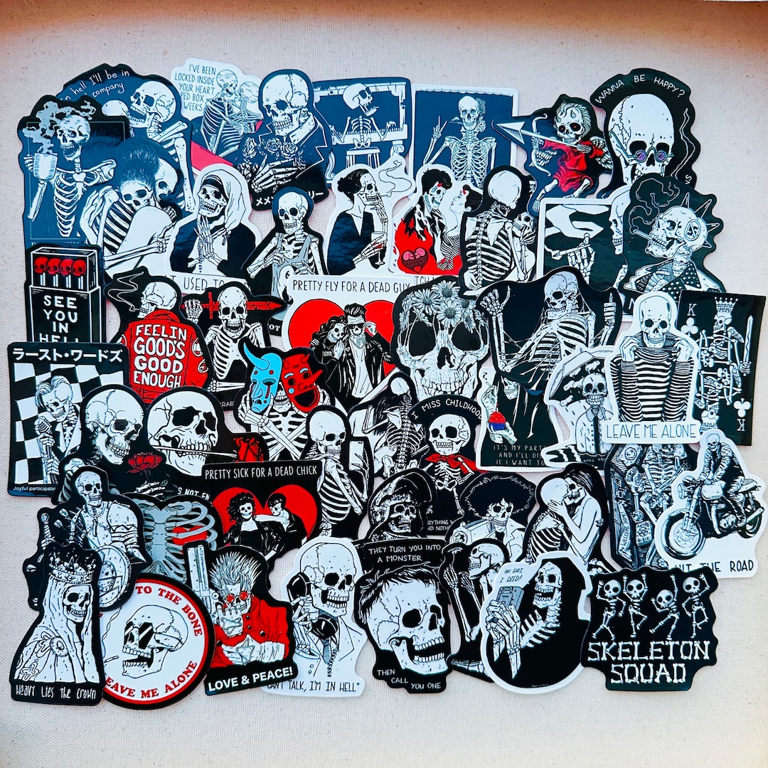 50pcs Skull Dark Gothic Stickers Skeleton Stickers Grim Reaper Stickers ...