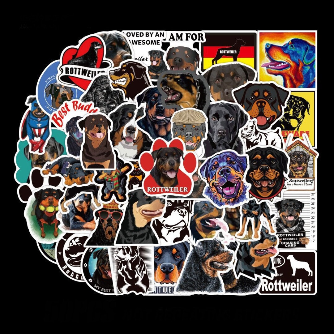 50pcs Rottweiler Stickers Dog Phone Laptop Decals Waterproof Vinyl ...