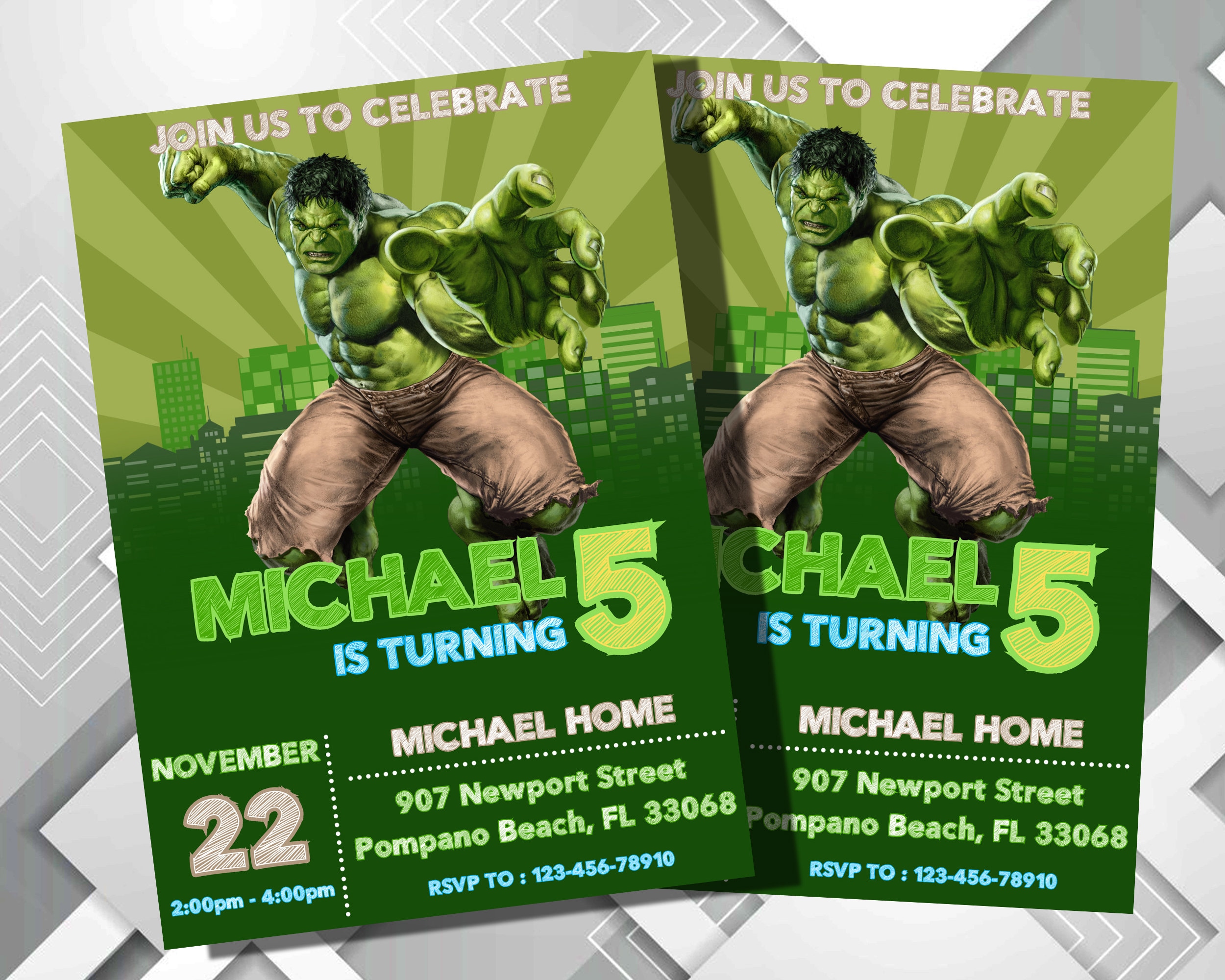 Invitación editable de Hulk, invitación de cumpleaños de superhéroe ...