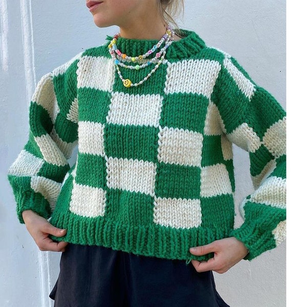 Checkerboard Sweater - Etsy