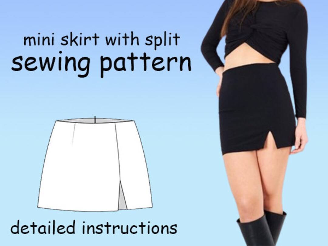 Mini Slit Skirt Sewing Pattern, 6 Sizes XS-XXL, Printable Sewing ...
