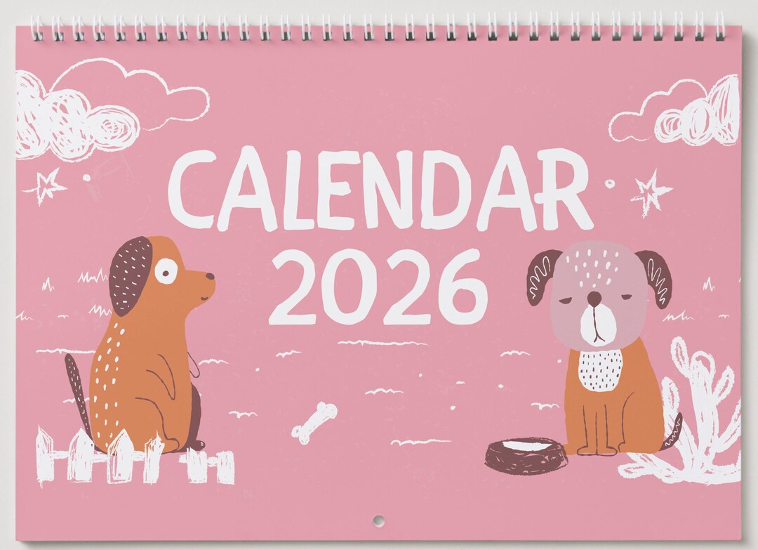 2026 Dog Calendar | Playful Cartoon Dogs Monthly Planner (digital ...