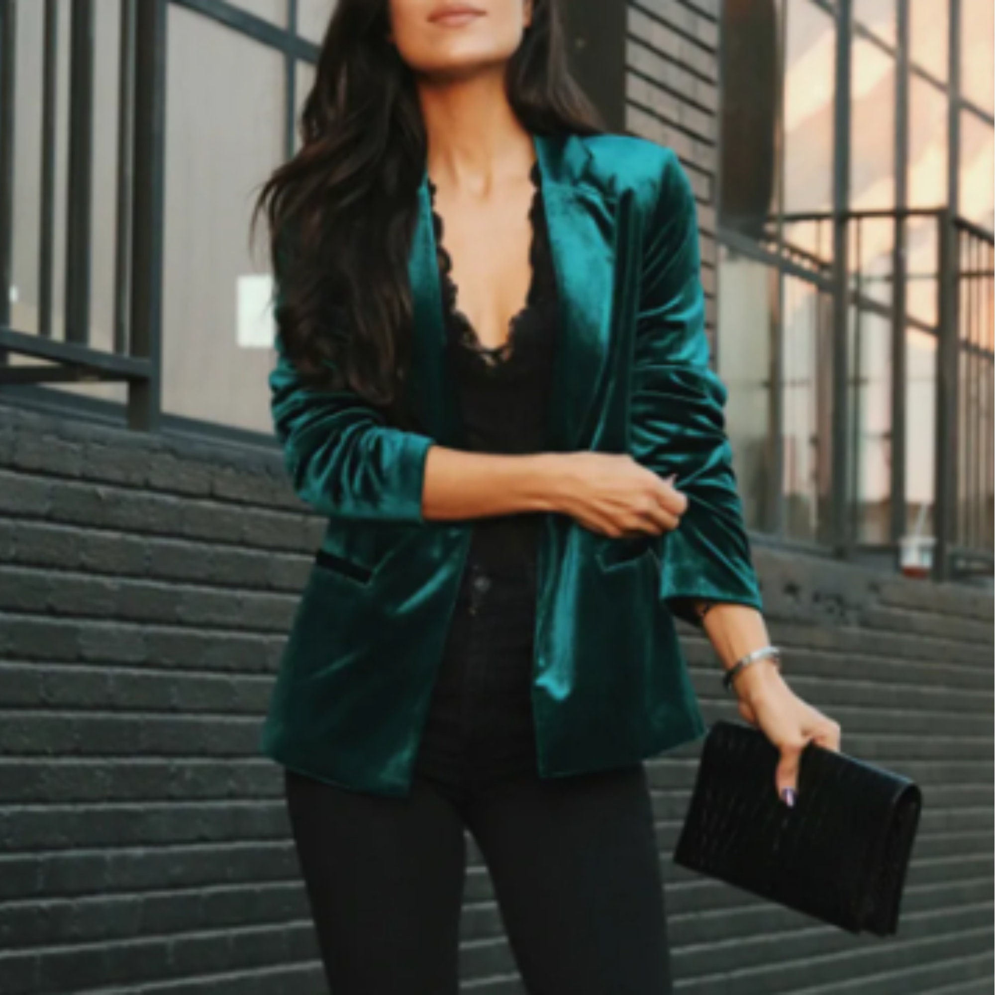 Women's Velvet Suit Jacket Slim Long Sleeves Coat Elegant Clothing ...