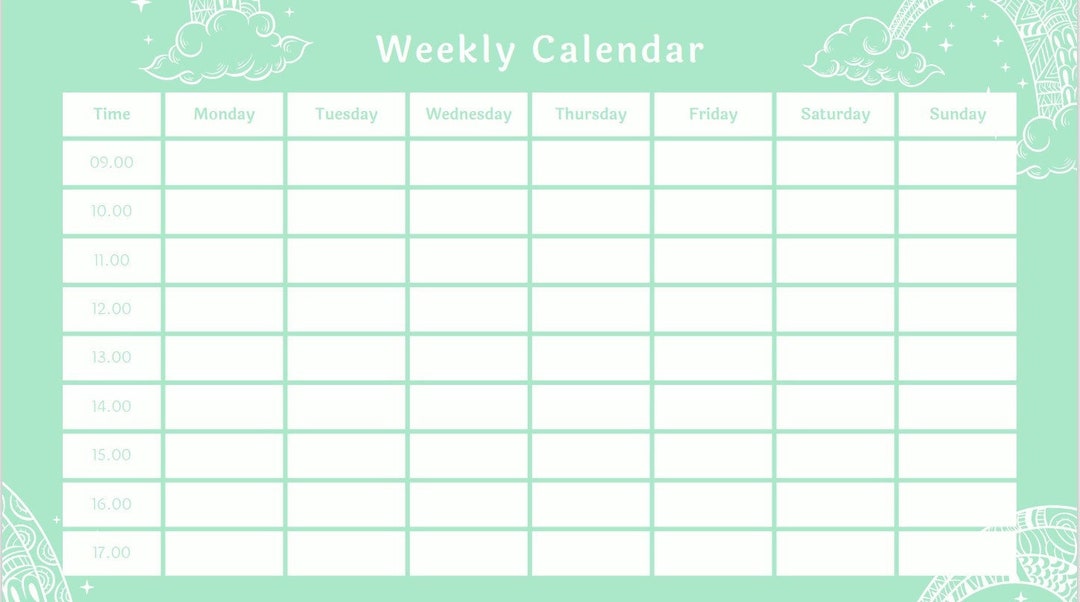 Weekly Calendar - Printable - Week at a Glance - Etsy