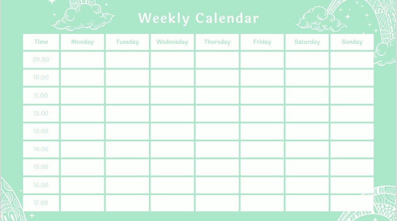 Weekly Calendar - Printable - Week at a Glance - Etsy