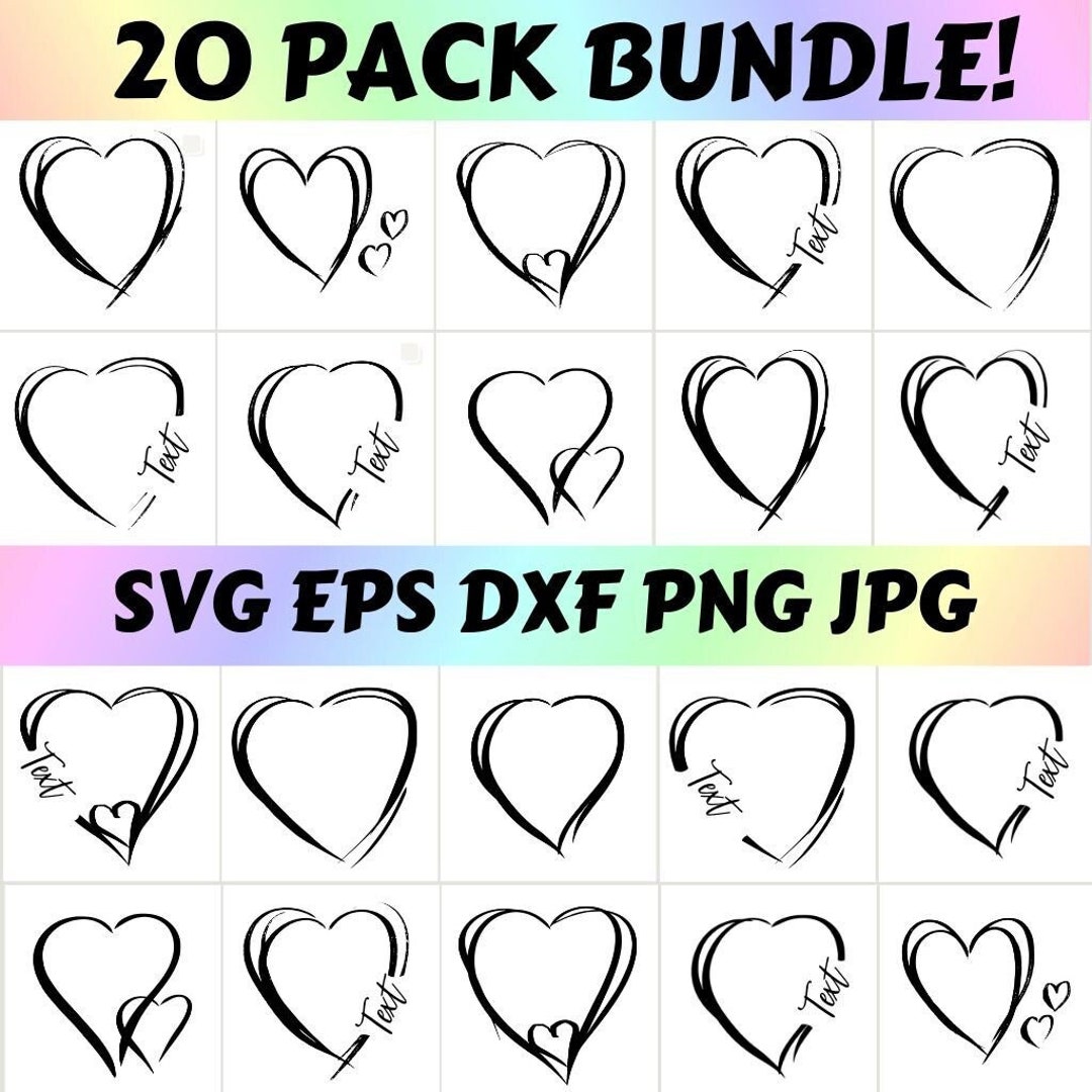 Cute Hand-drawn Heart SVG Bundle Doodle Heart SVG Bundle - Etsy UK