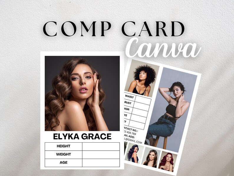 Custom Model Comp Card Design for Portfolio, Personalized Modeling Zed Card, Professional Actor ...
