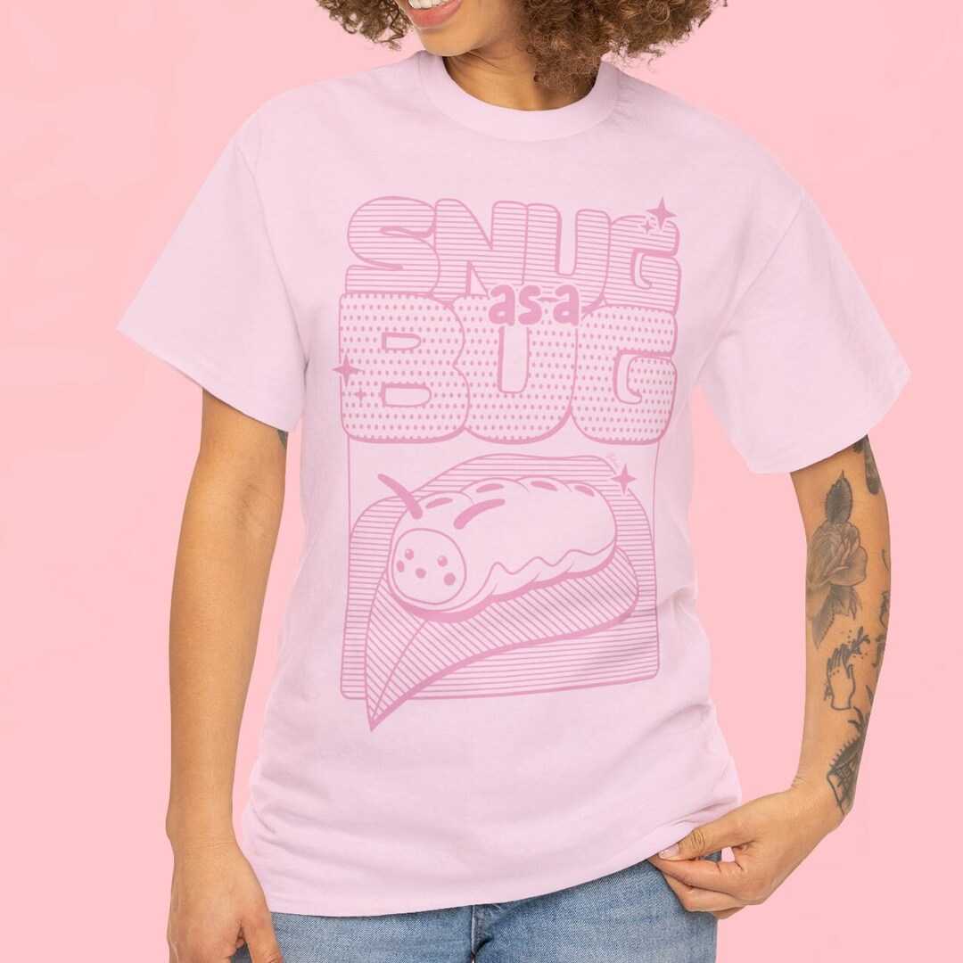 Snug as a Bug Monotone Outline Line Drawing Illustration Pink, Purple ...