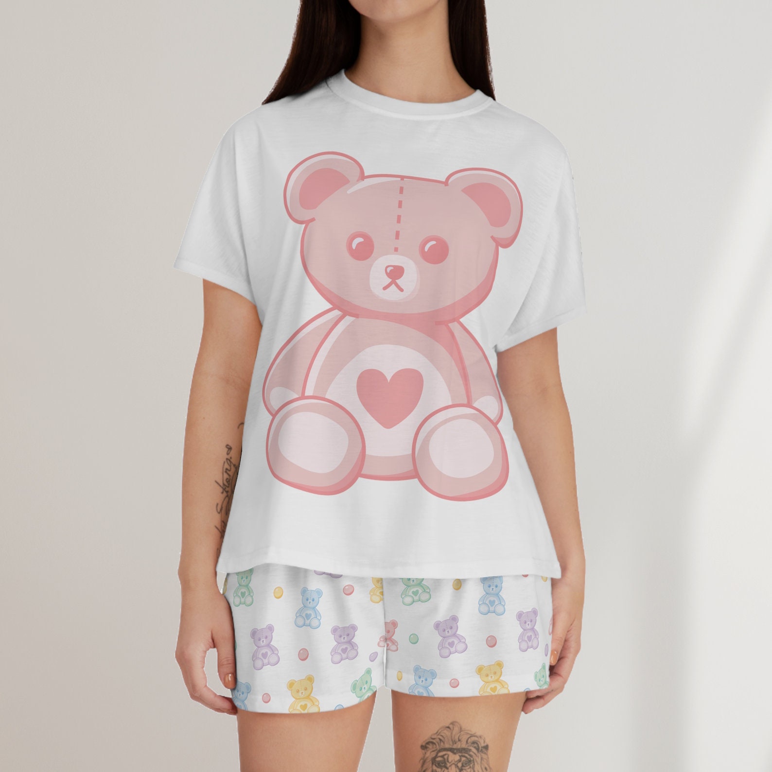 ABDL Short Teddy Bear Print Pajama Set Kawaii Age Regression Agere ...