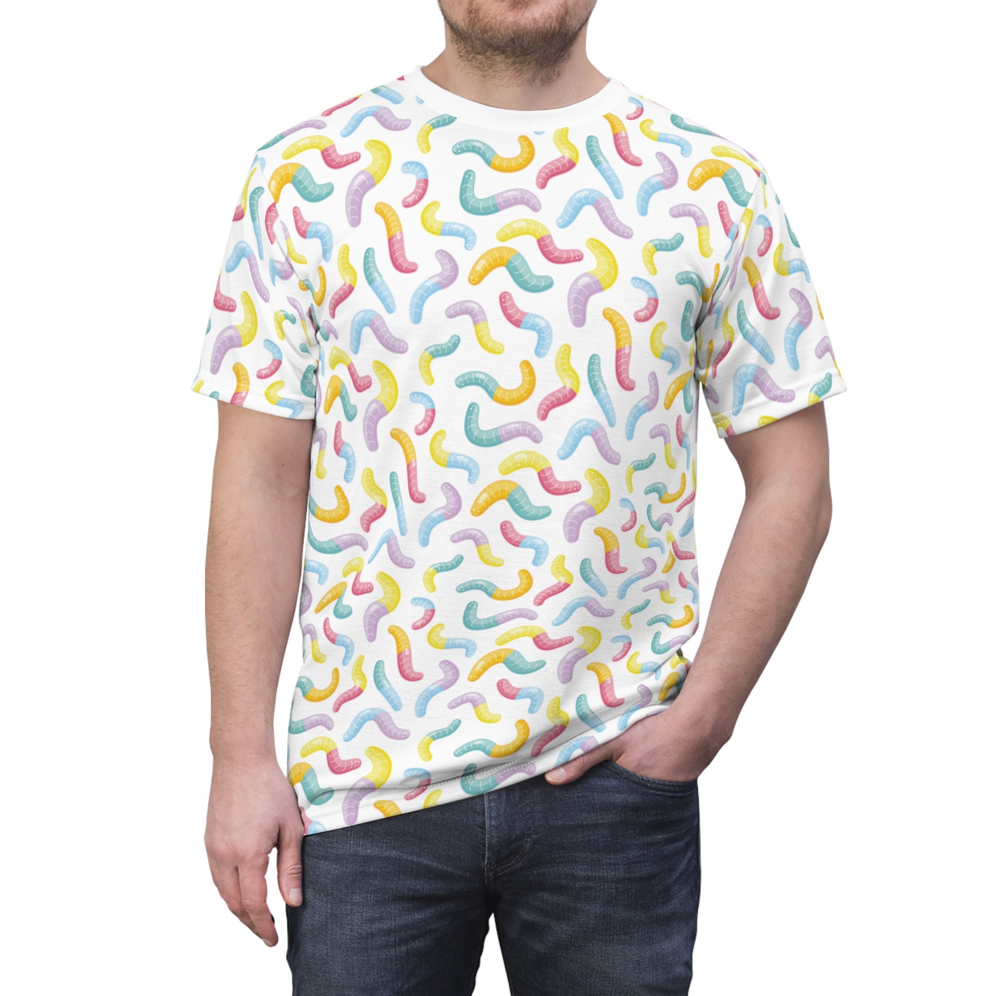 Gummy Worms Pattern Unisex Cut & Sew Tee Kawaii Age Regression Agere ...