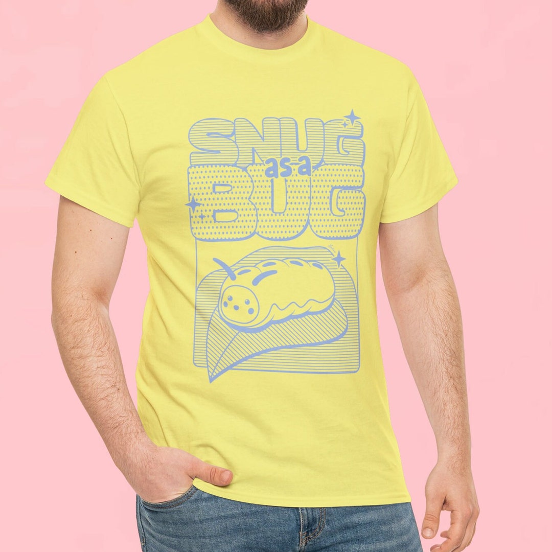 Snug as a Bug Monotone Outline Line Drawing Illustration Yellow, Blue ...