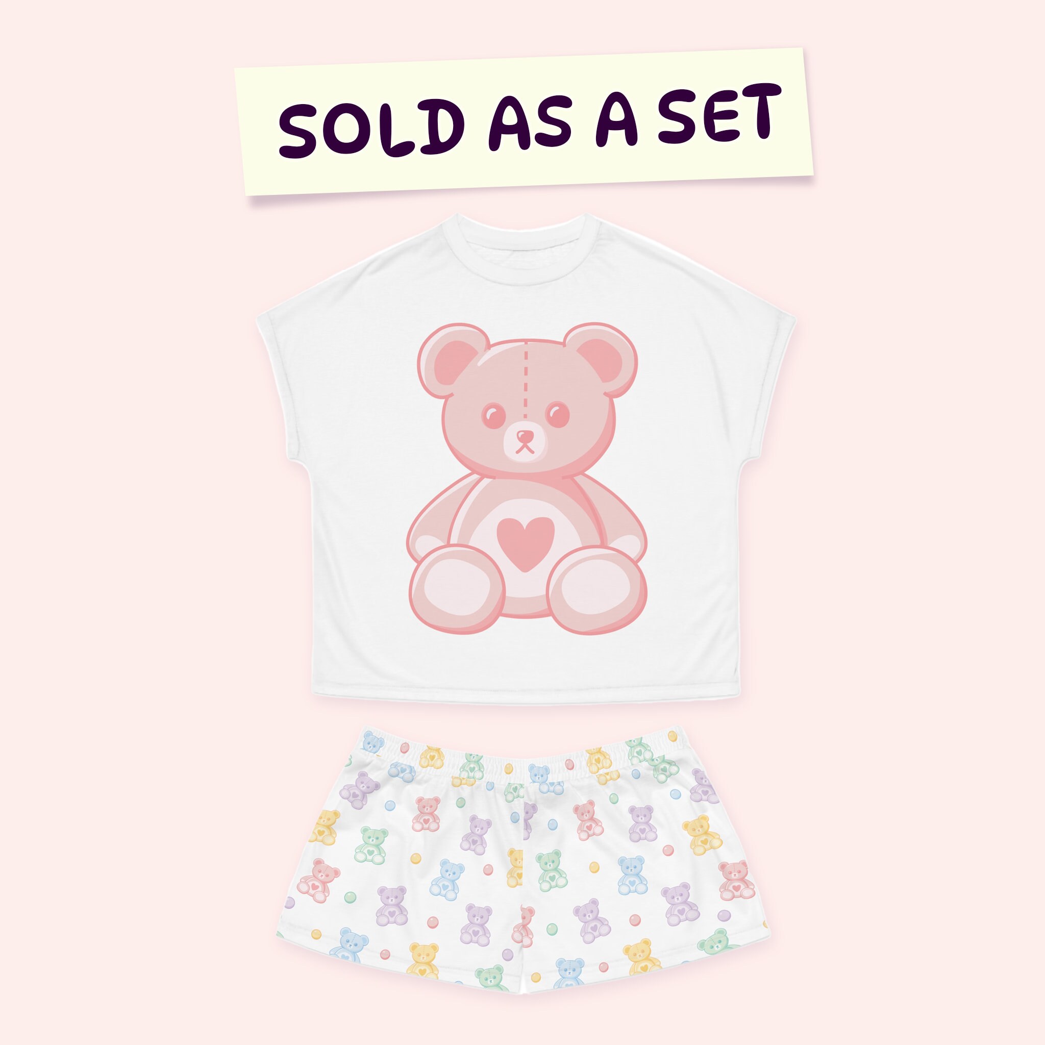 ABDL Short Teddy Bear Print Pajama Set Kawaii Age Regression Agere ...