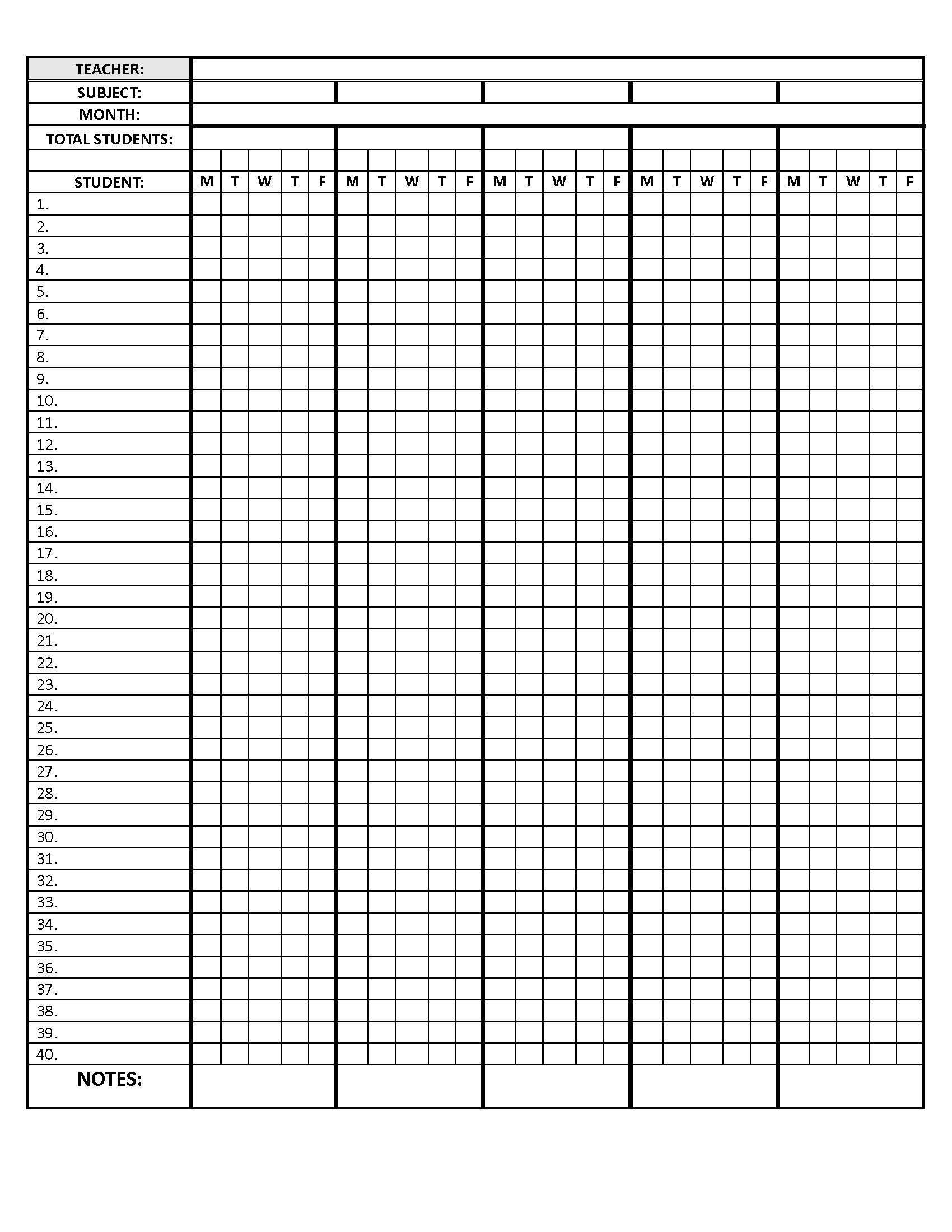 Class Attendance Sheet. Attendance Sheet. Classroom Attendance Log ...