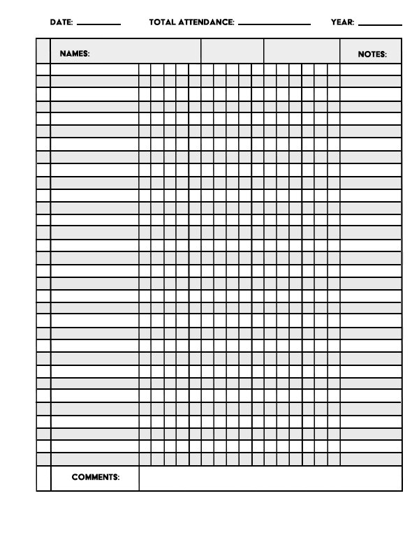 Church Classroom Attendance Register - Etsy