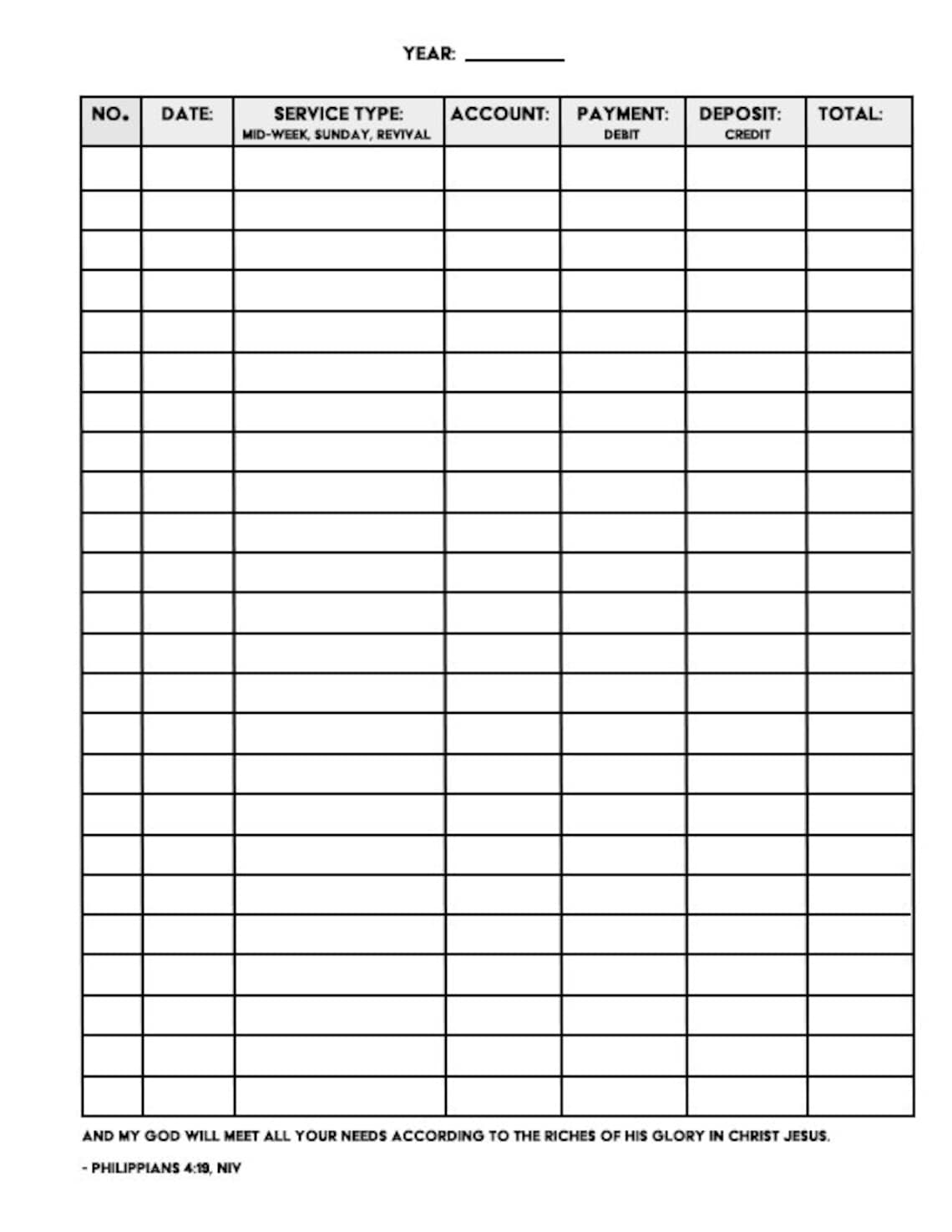 Church Accounting Ledger - Etsy