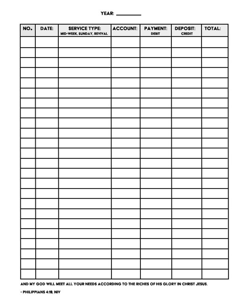 Church Accounting Ledger - Etsy
