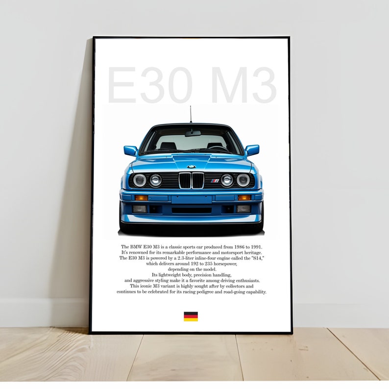 Set of 3 BMW M3 Posters E30 E46 E92 M3 Posters Set of 3 Digital ...