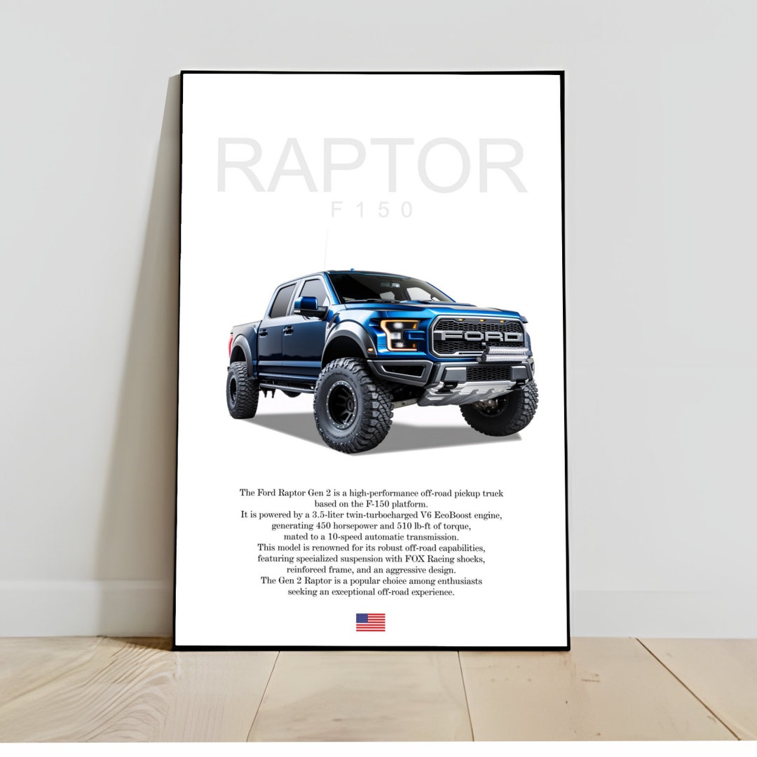 Poster Ford F150 Raptor Print F150 Art Illustration, Wall Art for Boys ...