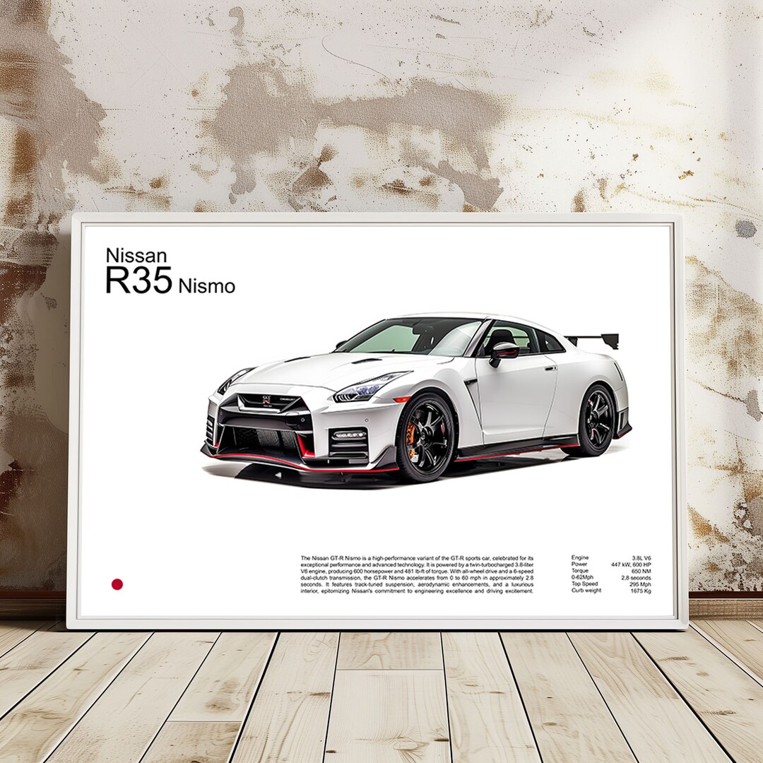 Nissan R35 Nismo Godzilla Poster Print Japanese Supercar Luxury Car ...