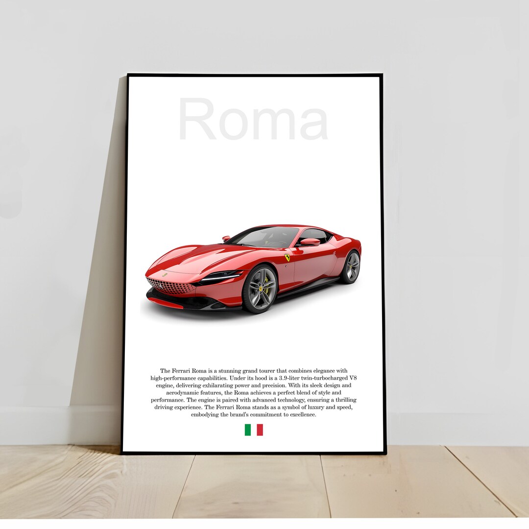 Ferrari Roma Poster Druck Italien Super Car Art für Ferrari-Fan ...