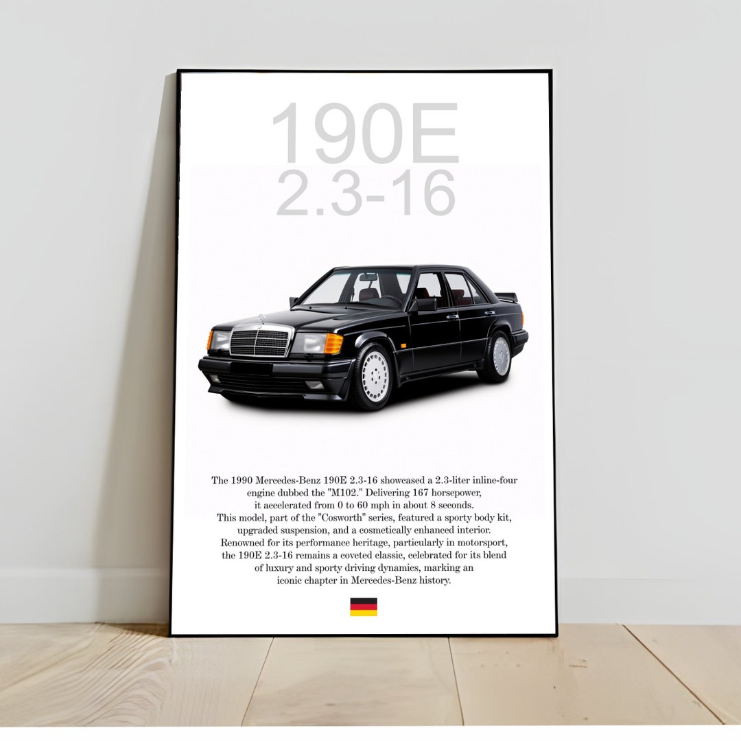 Poster Mercedes 190E 2.3-16 Poster Mercedes Fan Garage classic 190 e mercedes Auto Kunst ...