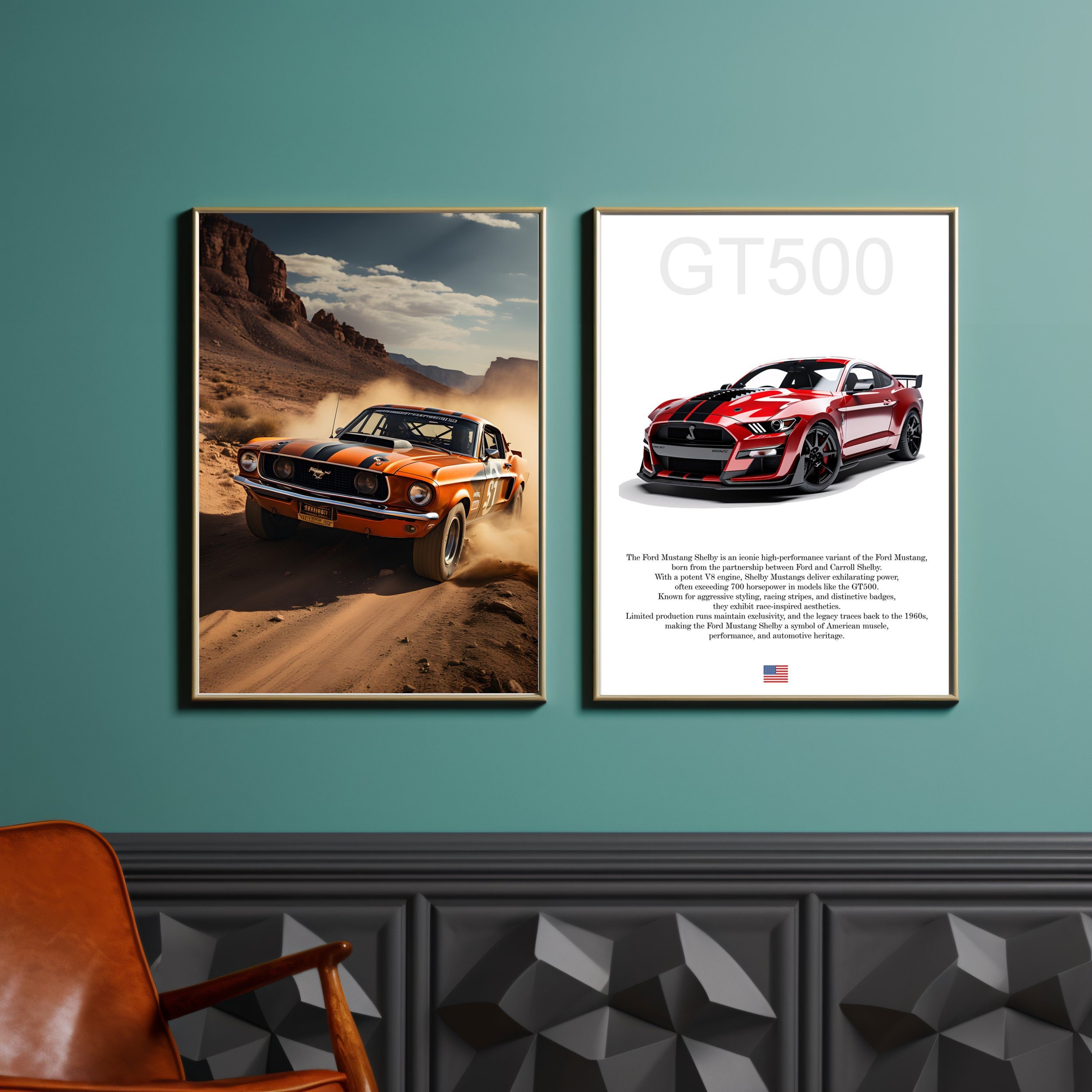 Poster Ford Mustang Shelby GT500 Print Car Art American Muscle - Etsy