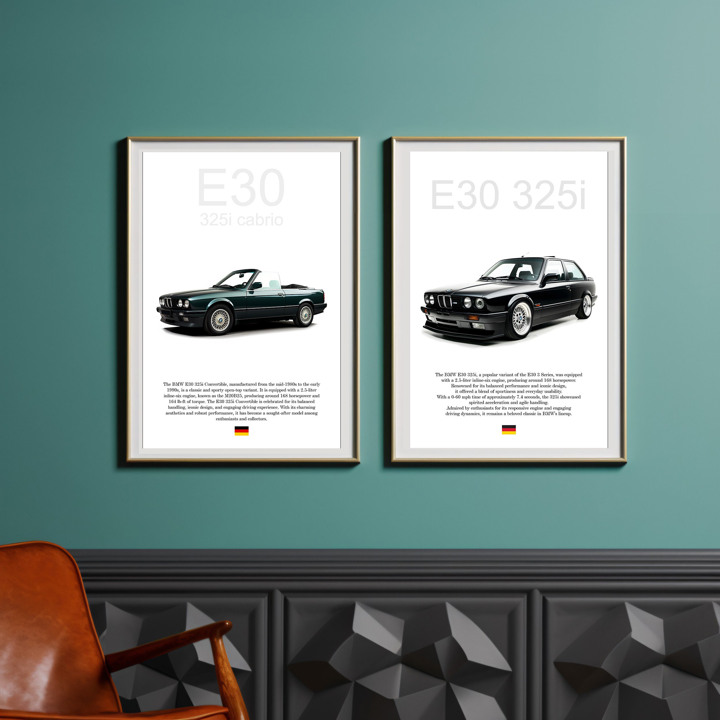BMW E30 325i Convertible Poster Classic Car Poster BMW 325i Cabrio for ...